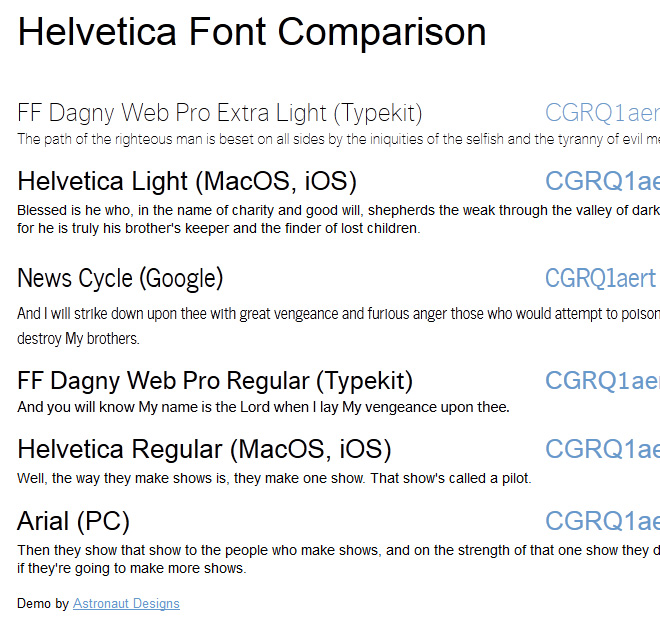 Helvetica vs Arial vs two cross-browser webfonts: a comparison